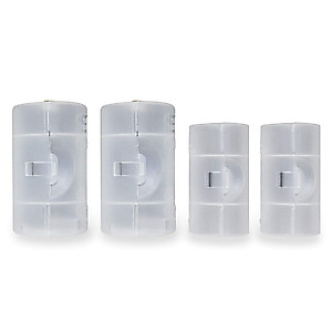 Popular Mechanics Battery Converters - Aa To C & D Size Battery Converter Case - 4 Pack Battery Adapters - Turns Disposable Or Rechargeable Aa Batteries Into C & D