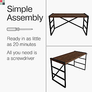 Stead Industrial Computer Desk 2023 Collection - 55” Wooden Desk - Great for Offices, Living Rooms, and Bedrooms - Modern Home Decor - Office Furniture (Walnut)