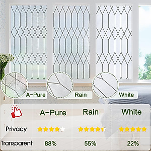 Windimiley Window Privacy Film Stained Glass Frosted Glass Window Clings Moroccan Lattice Decorative Bathroom Door Coverings UV Sun Blocking Heat Control Removable Home Tint,(17.5X118.1in,Pure)