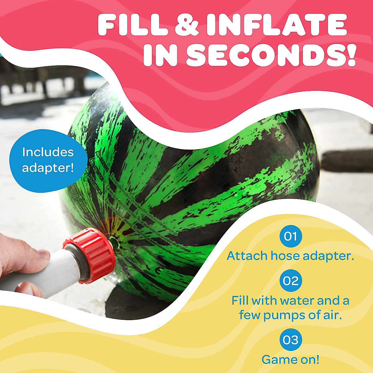 Watermelon Ball The Original Pool Toys for Kids Ages 8-12 - 9 Inch Pool Ball for Teens, Adults, Family - Pool Games, Pool Toys, Fun Swimming Pool Games, Water Football, Tag, Diving and Beach Ball Play