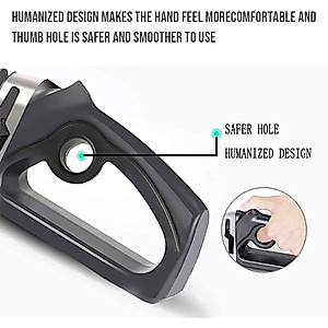 4 Stage Manual Kitchen Knife Sharpener - XPANON Professional Stainless Steel Chef Knives Sharpener with Scissors Sharper, Easy to Use for Kitchen, Camping & Hiking