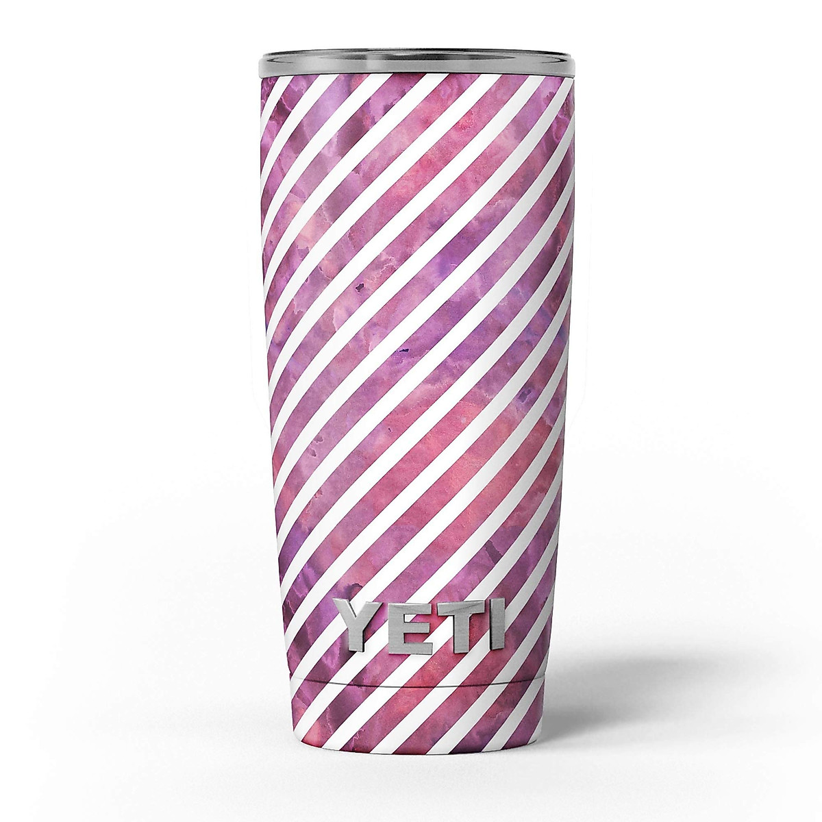 Design Skinz White Slanted Lines Over Pink and Purple Grunge Surface - Skin Decal Vinyl Wrap Kit Compatible with The Yeti Rambler Cooler Tumbler Cups