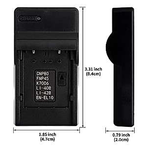 NP-80 USB Charger for Casio Exilim EX-G1, Exilim EX-N1, Exilim EX-N2, Exilim EX-S5, Exilim EX-S8, Exilim EX-S9, Exilim EX-Z35, Exilim EX-Z550, Exilim EX-Z800 Camera and More