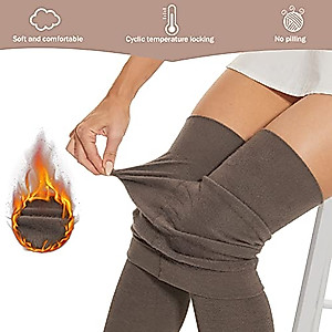 Fleece Lined Tights Women Winter Thermal Warm Leggings for Women Thick Tights Slimmer Opaque Pantyhose Buckwheat color One Size
