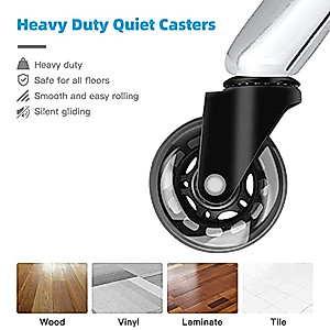 Mineloff Rolling Stool with Wheels 400lbs Weight Capacity,Heavy Duty Lash Chair Adjustable for Tatoo Lab Massage Salon Spa Drafting Nail Teach,360 Swivel,Leather,Thick Seat Padding (Black)