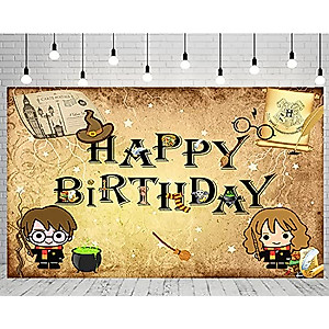 Wizard Backdrop for Kids Birthday Party Supplies 5x3ft Magic Photo Background for Magical Wizard Theme Party Cake Table Decorations Baby Shower Banner