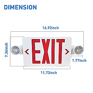 Exit Sign with Emergency Exit Lights, OSTEK ABS Fire Safety Red Emergency Exit Sign with 2 Adjustable Flood Lights, Double Face and 90min Long Backup Battery, (UL Certified 120-277V) (1pack)