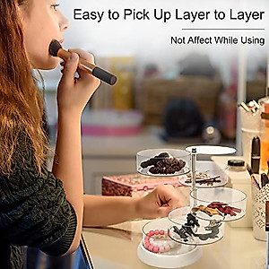 DancesCat 360° Rotating Hair Accessories Organizer, Bathroom Container for Headband, Bows, Hair Tie, Hair Tools, Scrunchie, Cotton Swab Organization, Clear 5-Layer Acrylic Scrunchie Holder for Girls