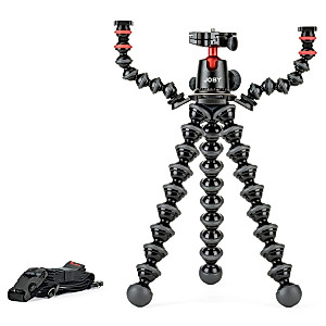 JOBY GorillaPod 5K Kit + Rig Upgrade, Professional Tripod Stand with Ball Head for DSLR or Mirrorless Cameras with Lens (up to 11lbs/5kg) Black/Charcoal Bundle with 64GB SD Card, Cloth