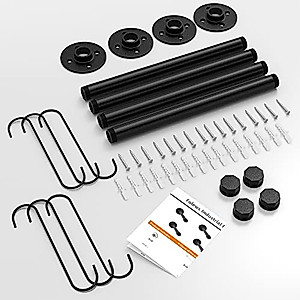 Industrial Pipe Clothes Rack for Hanging Clothes Coats Laundry Room Organizer Storage Hanger Shelf Space Saving, Long Handle Broom and Dustpan Set