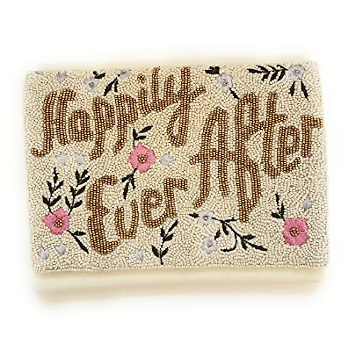 Generic BRIDE Gifts, Gifts for Bride, Wedding Gift, Bride Clutch, Engagement Gift, Seed Beads Clutch, Happily Ever After Beaded Clutch, Bride Bag, Ivory