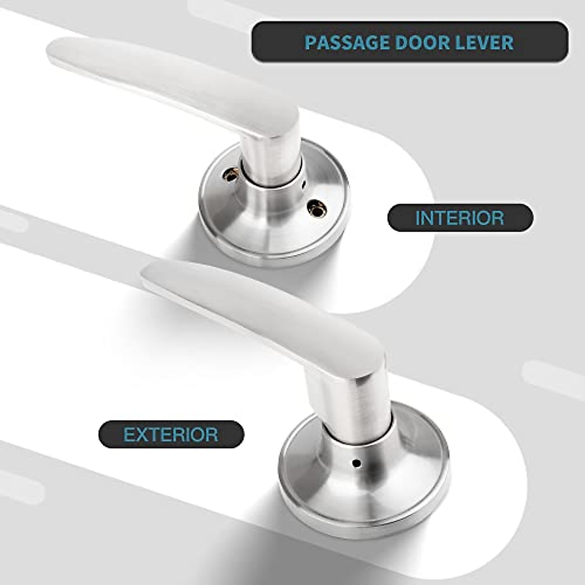 Gaurqiah Passage Door Handle, Passage Function Door Lever,Reversible Door Lever for Hallway or Closet,Satin Nickel Finish