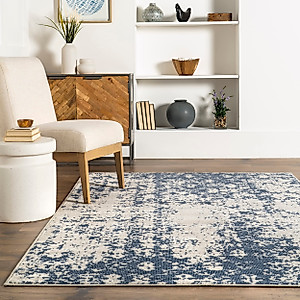 nuLOOM Deedra Modern Abstract Area Rug - 8x10 Area Rug Modern/Contemporary Blue/Ivory Rugs for Living Room Bedroom Dining Room Kitchen