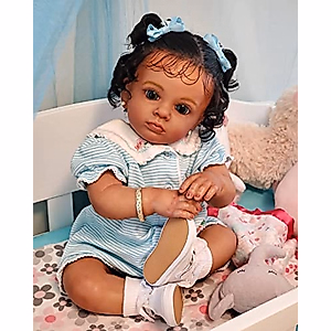 Angelbaby 24" Lifelike African American Reborn Toddler Doll, Cute Realistic Newborn Silicone Gift Toy