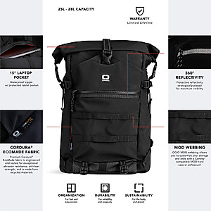 OGIO ALPHA Convoy 525r Rolltop Backpack, Black
