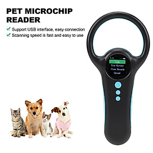 Pet Microchip Reader, Data Storage Portable Pet Chip Scanner Rechargeable Animal ID Tag Scanner with Stable Display 134.2K Dual Frequency Chip for Animal Pets Pigs Dogs Cats