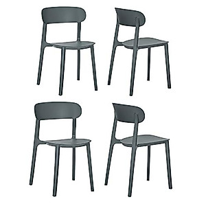 CozyBlock 4 x Campus Series Side Chairs, Mid-Century Modern Dining Chair, Stackable Chair, Great for Indoor and Outdoor (Dark Grey)