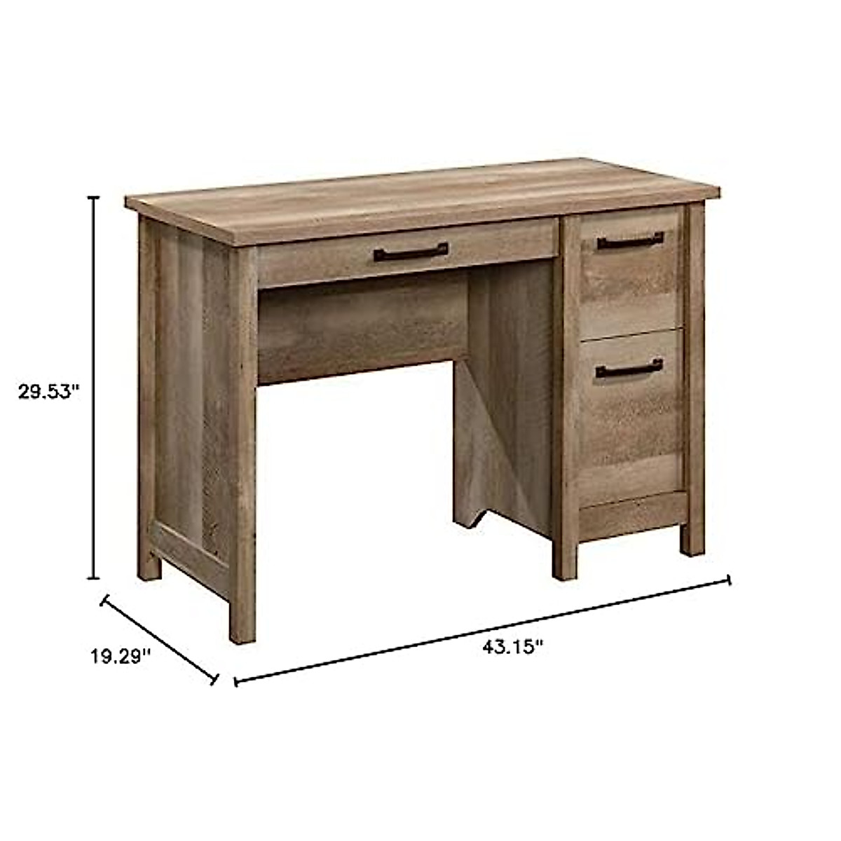 Pemberly Row Engineered Wood and Metal Computer Desk in Lintel Oak