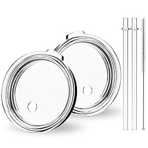 30 oz Straw Lid for YETI, 2 Pack for Rambler 26 oz Cup, 30 oz Tumbler, 35 oz Straw Mug, Spill Proof Top Cover Replacement with Brush, BPA Free and Shatter-proof