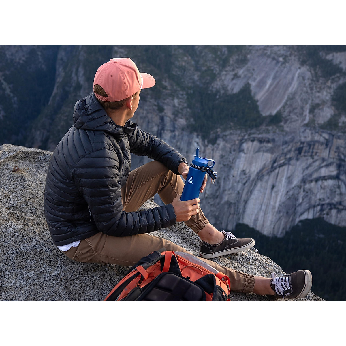 HYDRO CELL Stainless Steel Insulated Water Bottle with Straw - For Cold & Hot Drinks - Metal Vacuum Flask with Screw Cap and Modern Leakproof Sport Thermos for Kids & Adults (Navy 24oz)