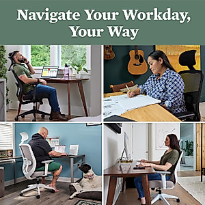 HON Altern Ergonomic Office Chair with Headrest - 3.5 Inch Thick Foam Cushion Seat Mid Back Mesh Desk Chair - Adjustable Lumbar Support, Arms, Synchro-Tilt Tension, Seat-Slide Controls - Black