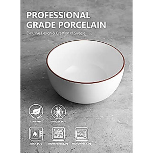 Sweese 144.001 Porcelain Bowls - 10 Ounce for Ice Cream Dessert, Small Side Dishes - Set of 6, White