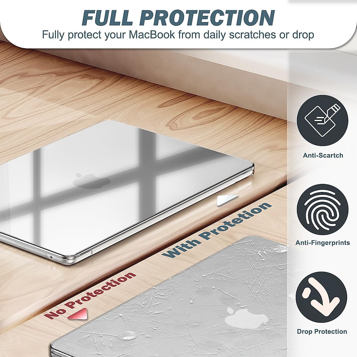 B BELK Compatible with MacBook Air 13 inch Case 2022 2021 2020 2019 2018 M1 A2337 A2179 A1932, Plastic Hard Shell Case + Keyboard Cover + Screen Protector for Mac Air 13 with Touch ID, Crystal Clear