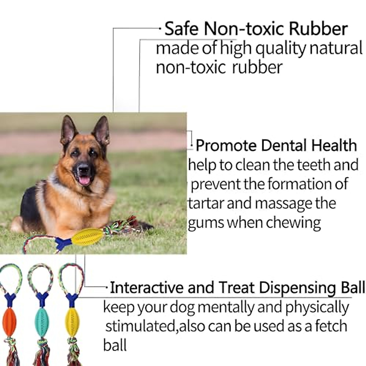 Dog Ball Rope Toy Interactive for Medium Dog for Treat Dispensing, Durable Dog Balls for Teeth Cleaning/IQ Training (Not for Aggressive chewers)