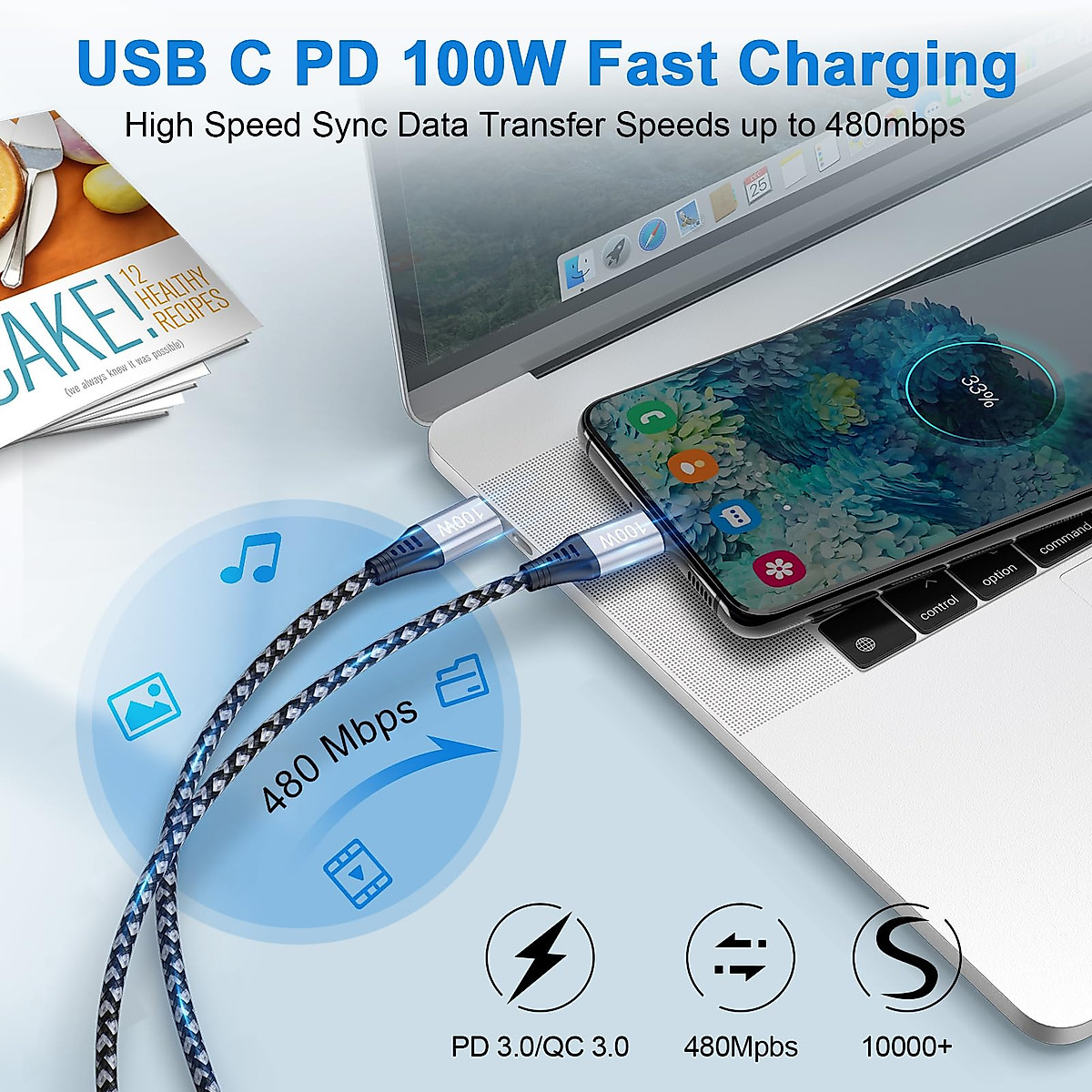 Pixel 100W Type C to Type C Cable for Google Pixel 9 8a 8 Pro 7a 7 Pro 6, 6ft PD 5A Fast Charging USB C to USB C Cable Nylon Braided Type C Cable for iPhone 16 15,Samsung S25 S24 S23 S22 A55 A15 A54