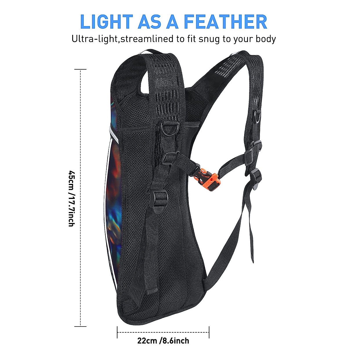 Hydration Pack,Hydration Backpack with 2L Hydration Bladder Lightweight Insulation Water Pack for Festivals, Raves, Hiking, Biking, Climbing, Running and More (Black)