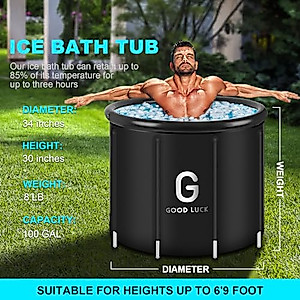 Ice Bath Tub for Athletes, Upgraded Cold Plunge Tub Outdoor, Portable Ice Bath for Cold Water Therapy Training, Ice Cold Therapy Bath, Adult Spa for Ice Baths and Soaking, QEGNOBOK 34" Ice Bathtub
