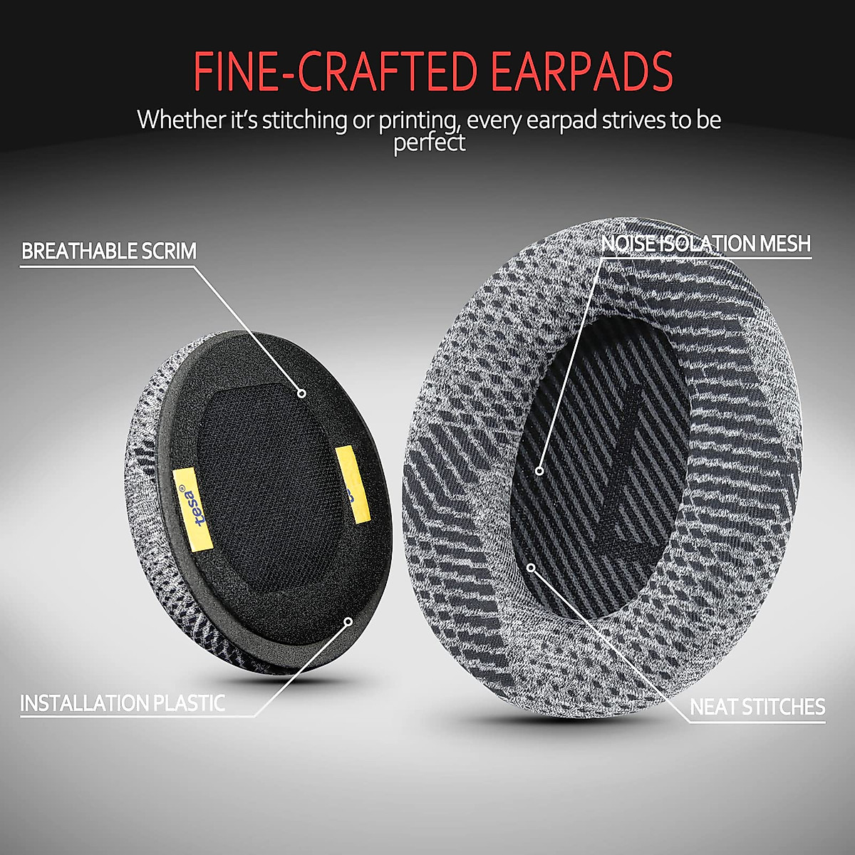 Professional Bose Headphones Replacement Ear Pads, Fits Bose QuietComfort 35 ii/QC35/QC25/QC2/QC15/Ae2/Ae2i/Ae2w/SoundTrue & SoundLink(Over-Ear) by Krone Kalpasmos– Black Scrims