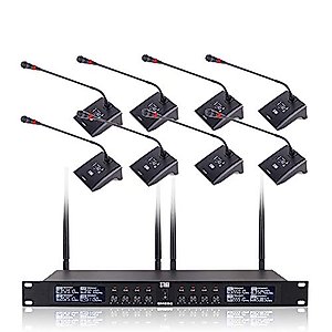 XTUGA CM280 UHF 8 Channel Professional Gooseneck Microphone System Conference Mics Fixed Frequency Super-Low Background Noise for Large conferences(Frequency A)