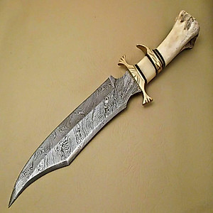 Damascus knife Gift Forged DAMASCUS Steel Hunting Knife With Camle BONE Handle