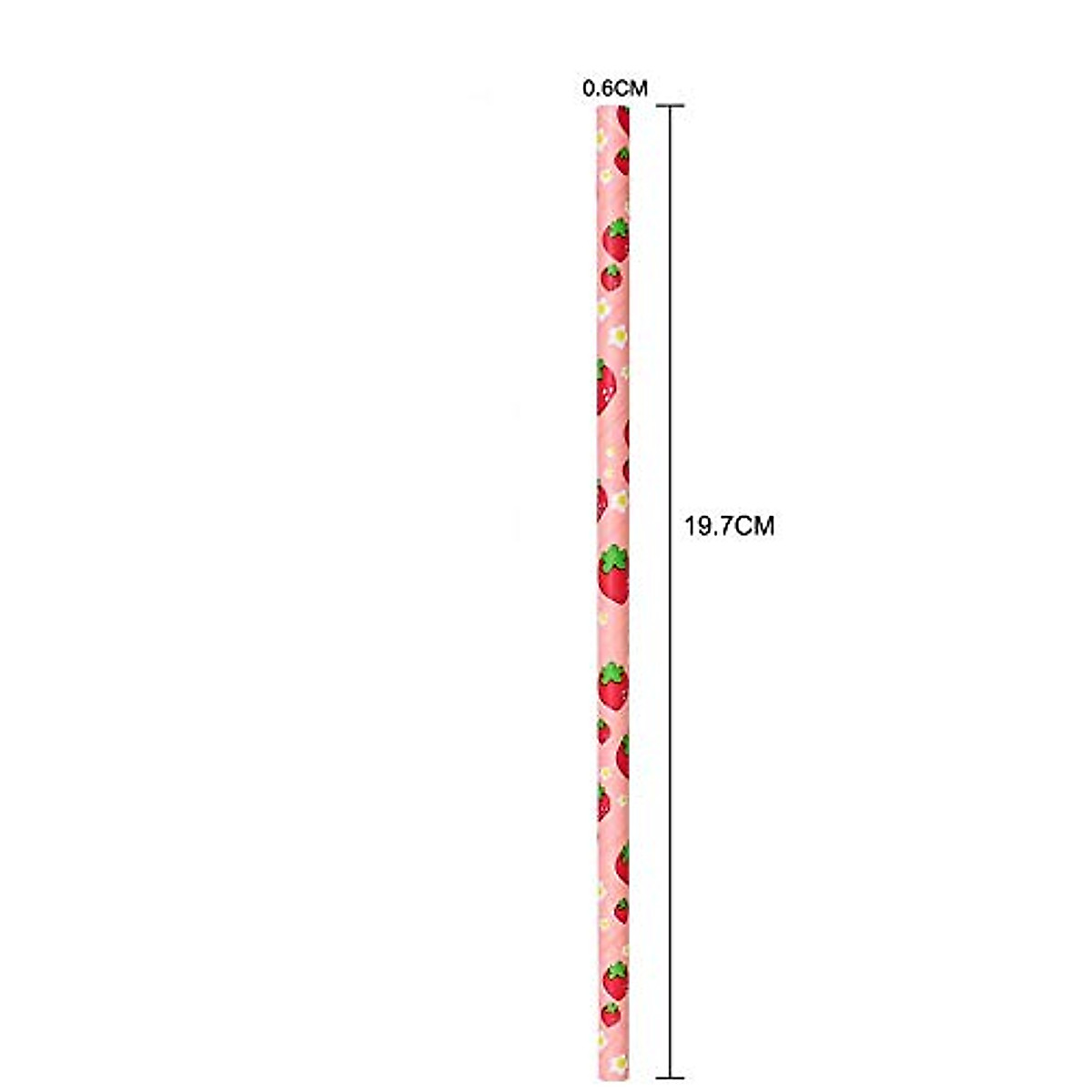 100 Pcs Disposable Straws, Biodegradable Paper Straws for Juices, Shakes, Smoothies, Party Supplies (Strawberry)