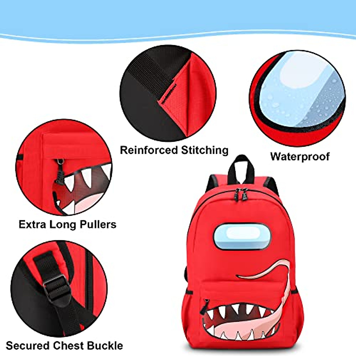 Kids Backpack for Boys Girls Kawaii Hiking Backpack Waterproof Travel Backpacks for Women Men, 17-Inch Cute School Bookbag for Student