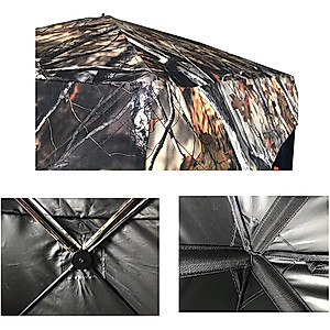 THUNDERBAY Gobbler Lodge 5-Side Hunting Blind, 4 Person Ground Blind for Deer Hunting, 300D Oxford Fabric Deer Blind, JX Hardwood Camo Pattern