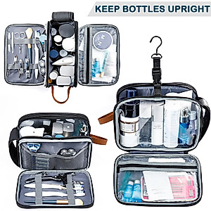 BAGSPRITE Large Toiletry Bag for Men, Women Travel Bag with Hanging Hook, Water-resistant Makeup Cosmetic Bag Shaving Kit Organizer, Bathroom Bag for Traveling