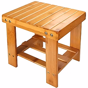 STARVAST Small Bamboo Step Stool for Kids, 10 inch High Multi-Functional Wooden Stool Seat Foot Rest Ideal for Entryway Foyer Hallway Garden