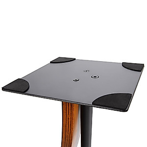 EXIMUS One Pair Fixed Height Universal Speaker Floor Stands with Real Wood - 290 Series (EX-290FW)