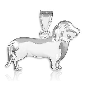 Polished 925 Sterling Silver Weiner Dog Charm Dachshund Pendant