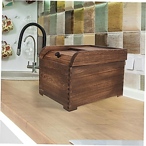 PHENOFICE Solid Wood Rice Storage Box Large Container Food Containers Cereal Containers for Food Storage Food Storage Containers for Pantry Bucket with Lid Wooden Seal Storage Rack