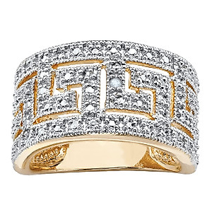 PalmBeach Yellow Gold-plated Genuine Diamond Accent Greek Key Ring Sizes 6-10 Size 7