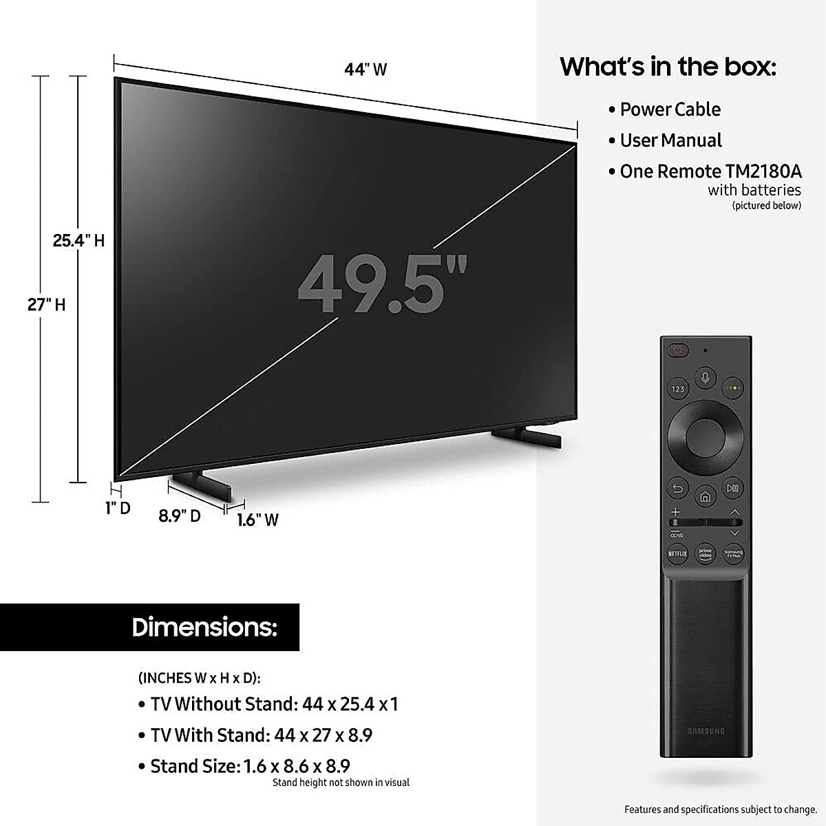 SAMSUNG UN50AU8000 50 Inch UHD 4K Crystal UHD Smart LED TV Bundle with Deco Home 60W 2.0 Channel Soundbar, 37-70 inch TV Wall Mount Bracket Bundle and 6-Outlet Surge Adapter