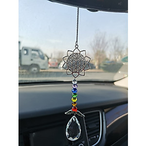 Healing Crystal Car Hanging Flower of Life Accessories Rearview Mirror Window Garden Decorations Wall Home Decor Ornaments
