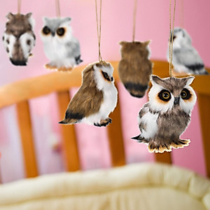 Skylety 6 Pieces Mini Owl Plush Toy 3.2 Inch Plush Animal Christmas Hanging Ornaments for Christmas Tree Woodland Gray White Stuffed Animal Toy Soft Owl Doll Plush Hanging Pendant Ornament