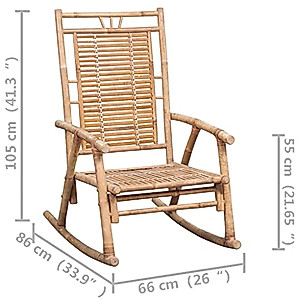 YAFF Bamboo Rocking Chair, Solid Bamboo Patio Chairs with Detachable Cushion, UV & Weather Resistant, Indoor Outdoor Lounge Recliner Chair for Patio, Garden, Pool, Backyard,47.2" x 19.7" x 1.6" -Cream