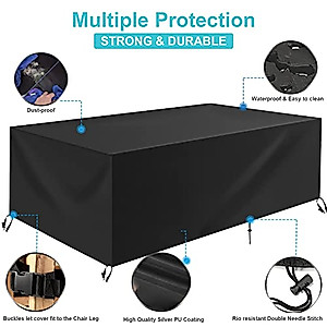 KNHUOS Patio Furniture Covers,108"L x 82"W x 27.8"H Outdoor Furniture Cover Waterproof, Outdoor Table and Chair Set Cover Wind Dust Proof Anti-UV, Durable Patio Furniture Cover，Rectangular