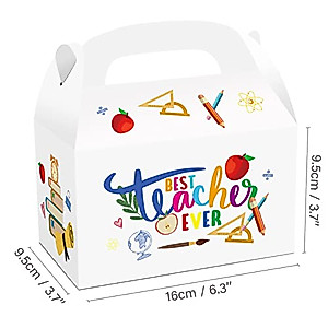 12 Packs Teacher Day Theme Party Favor Treat Boxes Best Teacher Ever Goodies Boxes Party Time Gift Boxes for Birthday Party Decration Supplies