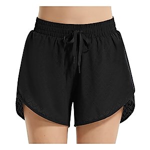 baleaf Women's Swim Shorts Modest Swimsuit Bathing Suit Bottoms 3" Quick Dry Mesh Beach Water Board Shorts with Liner Pocket Black S